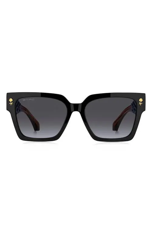 Etro 55mm Rectangular Sunglasses - Shaded Brown Blue/grey Azure