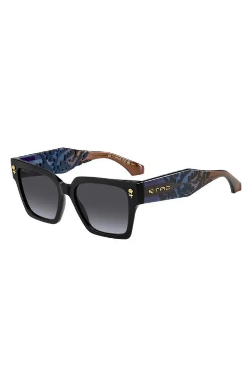 Etro 55mm Rectangular Sunglasses - Shaded Brown Blue/grey Azure