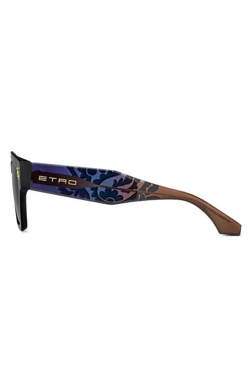 Etro 55mm Rectangular Sunglasses - Shaded Brown Blue/grey Azure