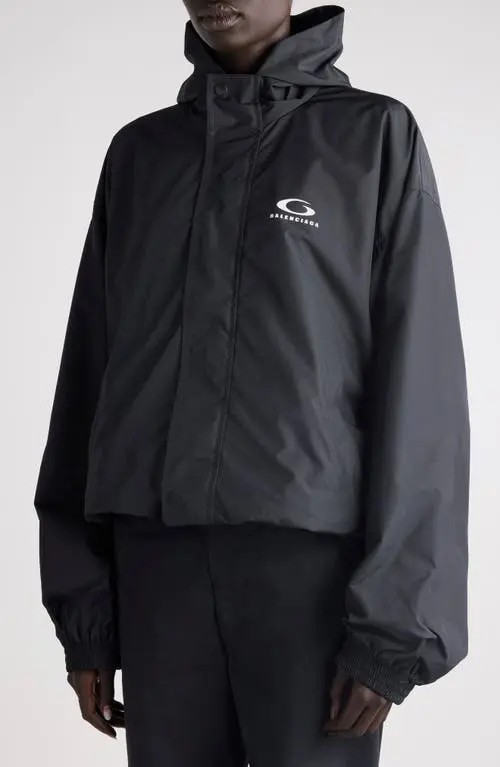 Balenciaga Logo Hooded Windbreaker Jacket