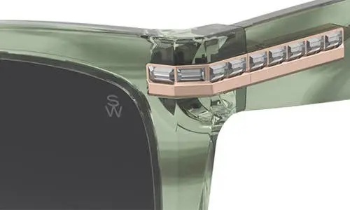 STUART WEITZMAN 55mm Square Sunglasses - Green Havana/dark Grey