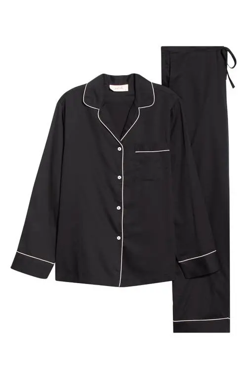 PAPINELLE Zoe Contrast Piping Cotton Sateen Pajamas