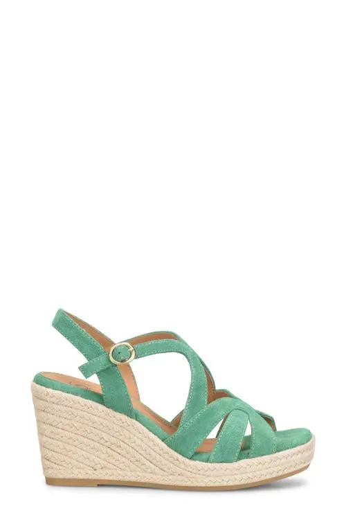 SOFFT Norma Slingback Espadrille Platform Wedges - Emerald