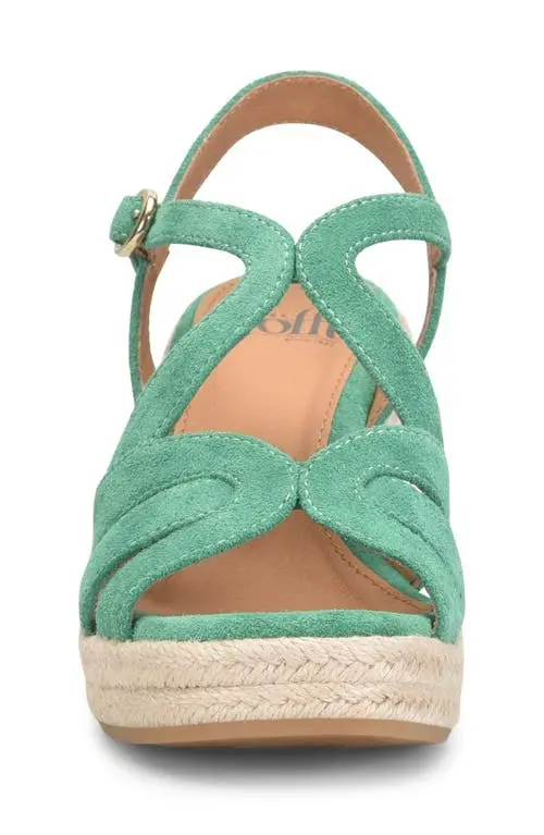 SOFFT Norma Slingback Espadrille Platform Wedges - Emerald