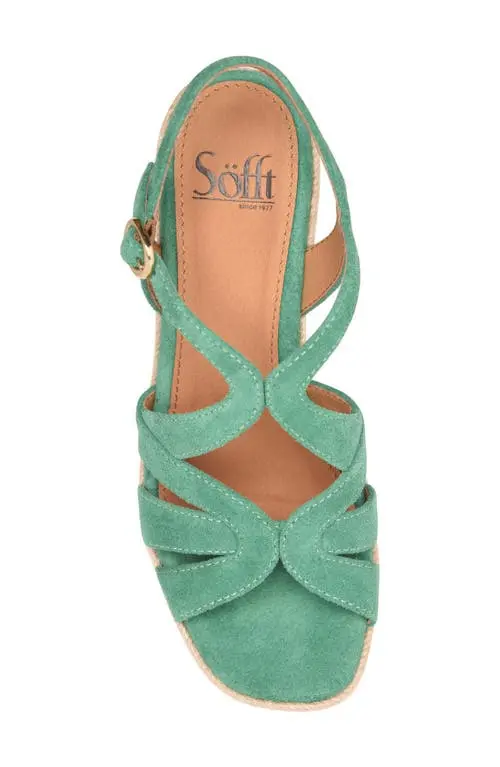 SOFFT Norma Slingback Espadrille Platform Wedges - Emerald