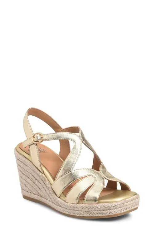 SOFFT Norma Slingback Espadrille Platform Wedge Sandal - Pale Gold