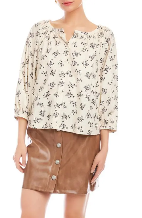 Fifteen Twenty Floral Cotton Peasant Top - Print