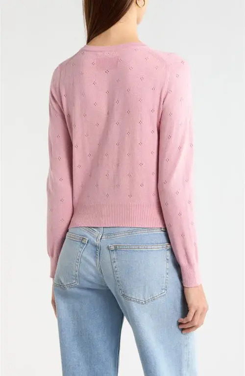 Astr The Label Denise Button-front Pointelle Cardigan - Pink