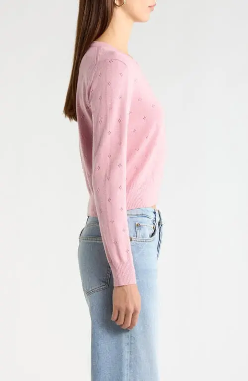 Astr The Label Denise Button-front Pointelle Cardigan - Pink