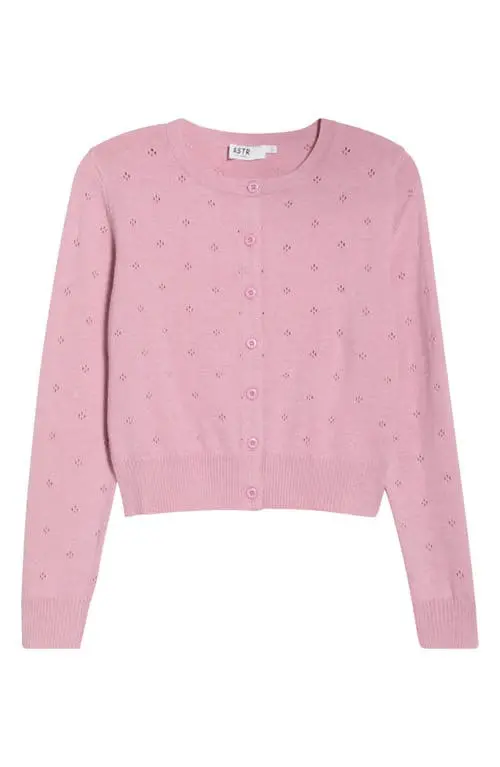 Astr The Label Denise Button-front Pointelle Cardigan - Pink