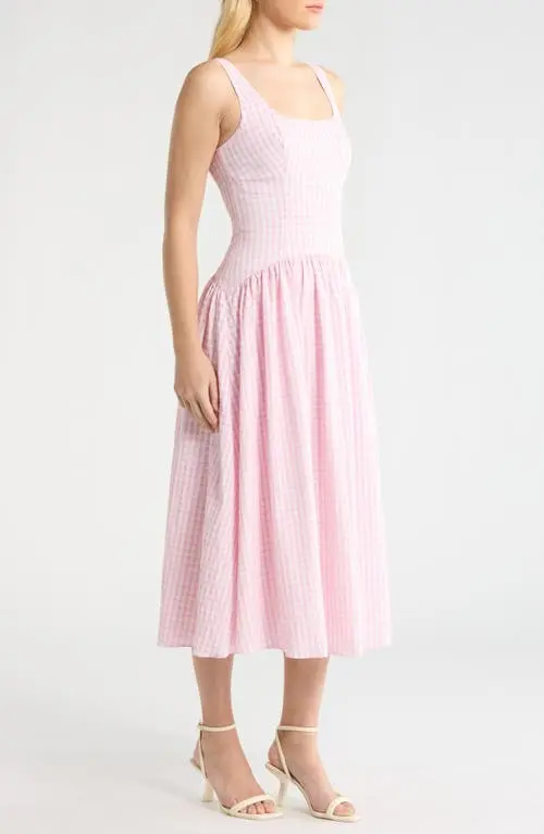 Astr The Label Cara Gingham Dress - Pink Gingham