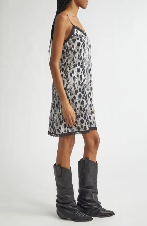 R13 Lace-trimmed Leopard-print Silk Slip Dress