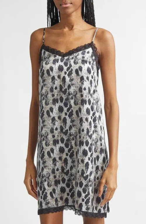 R13 Lace-trimmed Leopard-print Silk Slip Dress