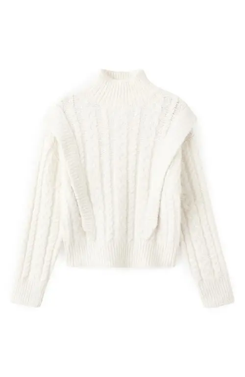 Mango Perkins Mock Neck Cable Knit Sweater