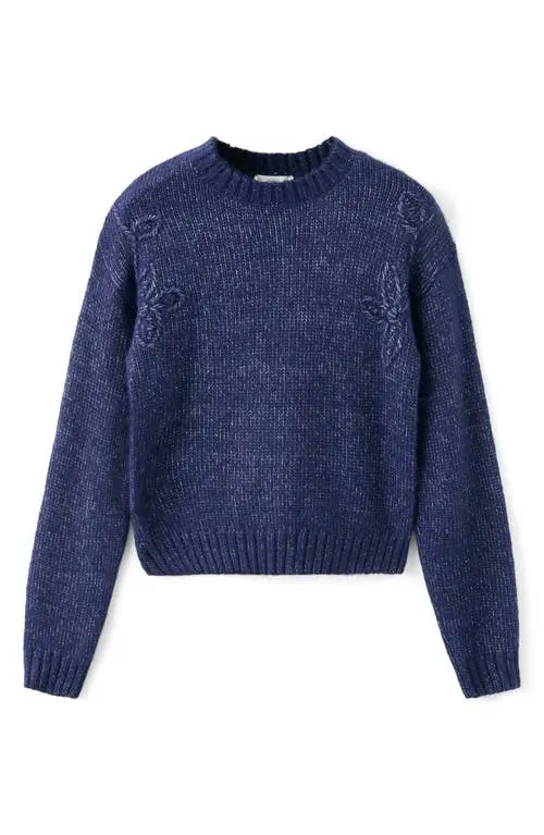 Mango Embroidered Marled Knit Sweater