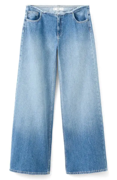 Mango Frayed Waist Wide-leg Jeans