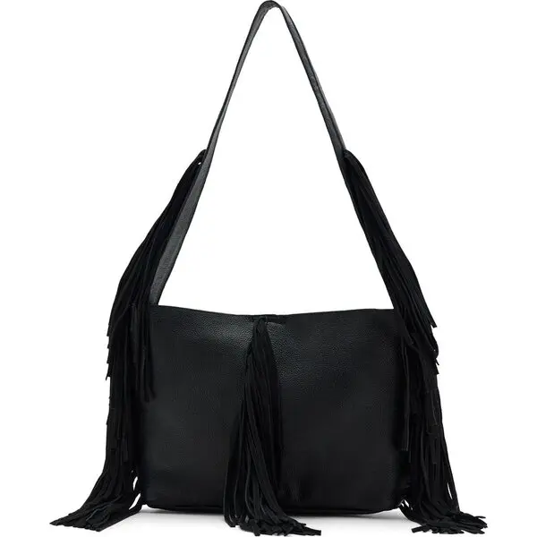 Mango Fringe Leather Shoulder Bag