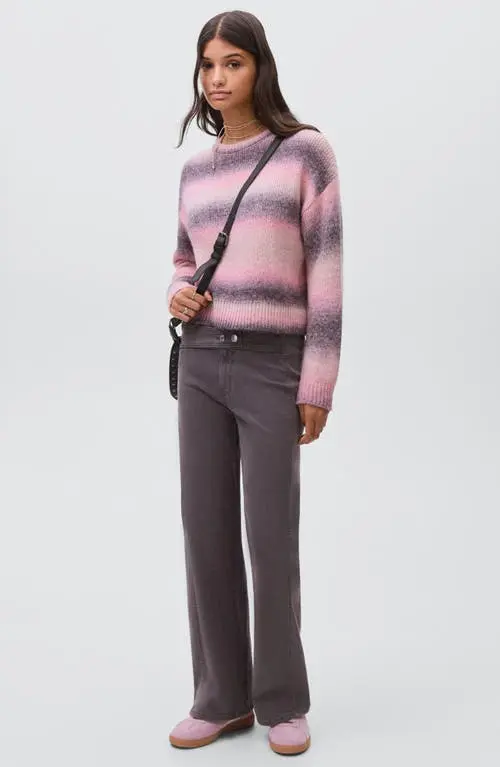 Mango Ombré Stripe V-neck Sweater - Light Pink