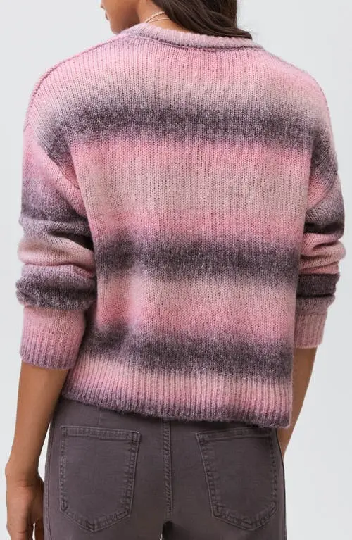 Mango Ombré Stripe V-neck Sweater - Light Pink