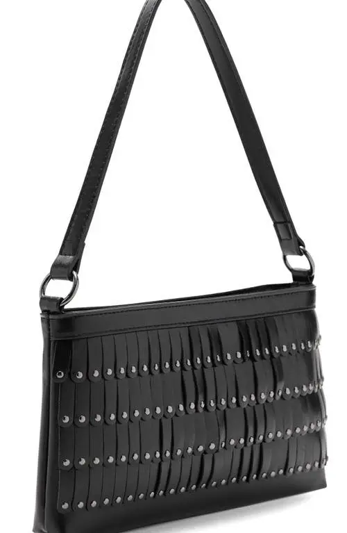 Mango Studded Fringe Shoulder Bag