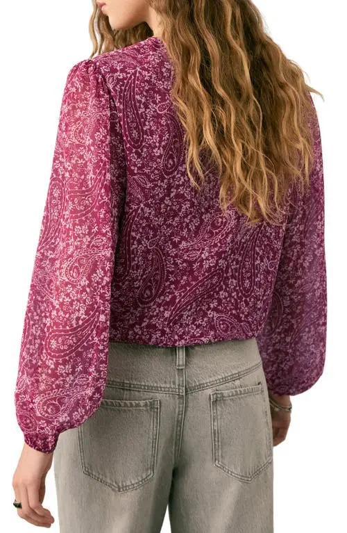 Mango Paisley Print Tie-hem Top