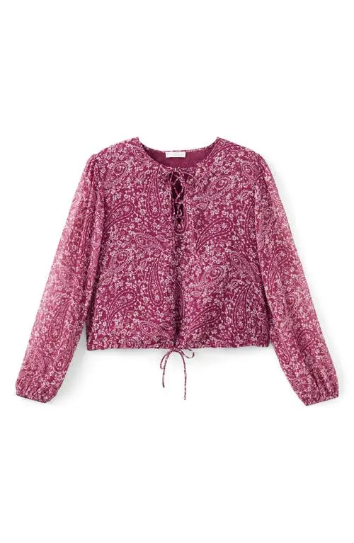 Mango Paisley Print Tie-hem Top