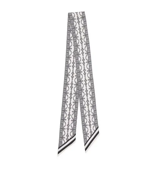 Harrods Silk Lace Twilly Scarf - White