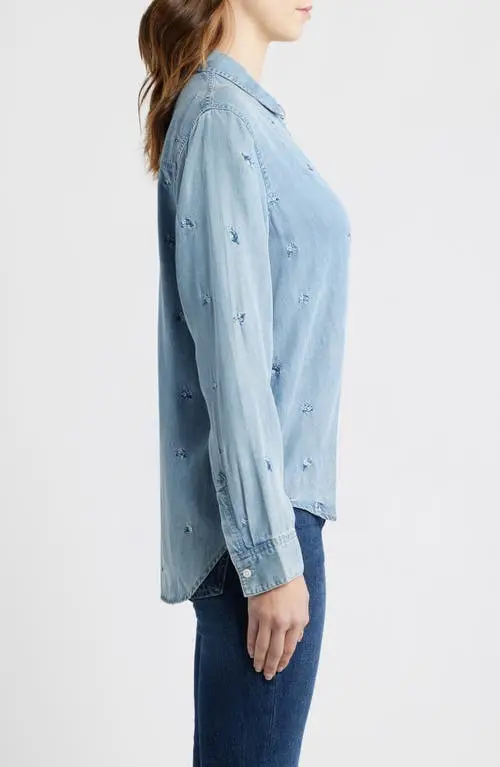Rails Ingrid Floral Embroidered Chambray Button-up Shirt