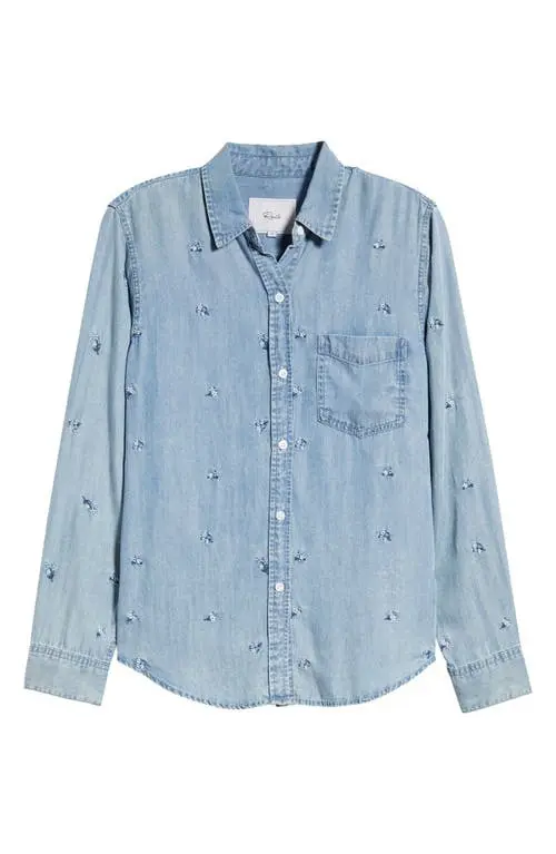 Rails Ingrid Floral Embroidered Chambray Button-up Shirt