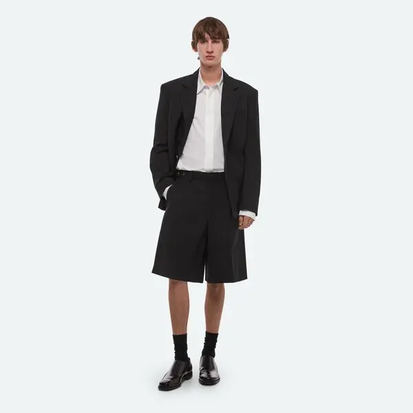 Helmut Lang Wardrobe Wool Gabardine Flat-front Shorts