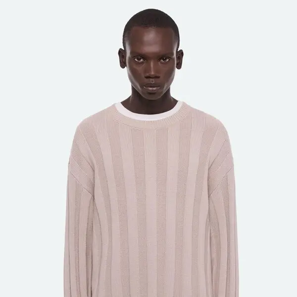 Helmut Lang Wide Ribbed Crewneck - Putty