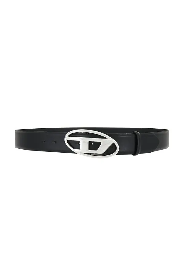 Diesel D Oval Leather Belt - Black