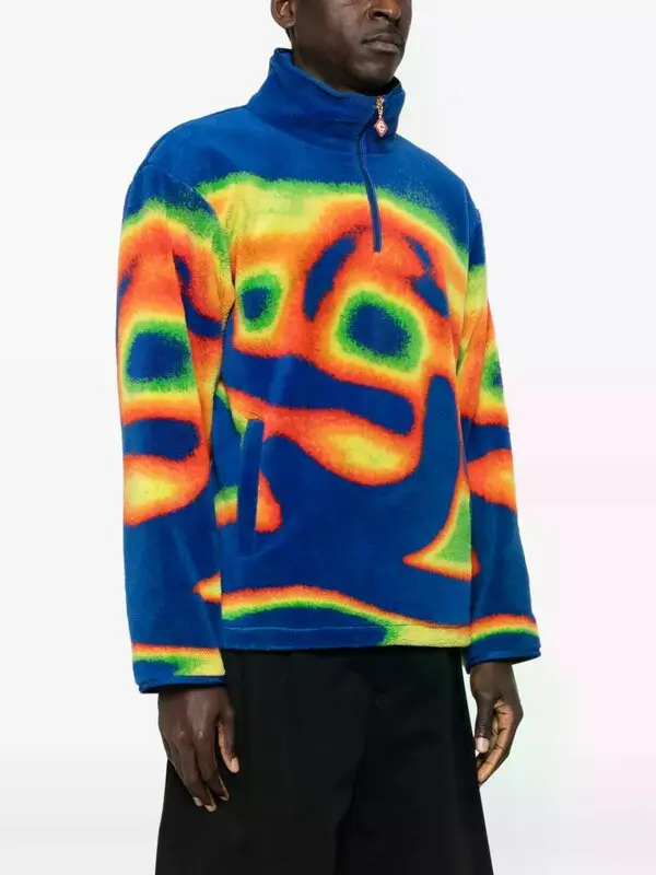 Casablanca Abstract Fleece Zip Sweatshirt - Blue