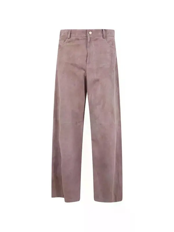 Max Mara Pocketed Straight Leather Trousers - Brown