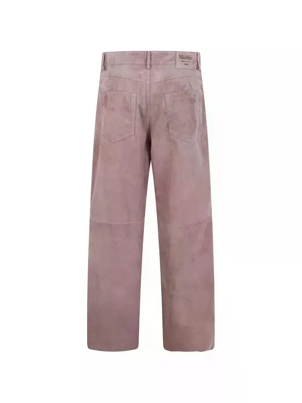 Max Mara Pocketed Straight Leather Trousers - Brown