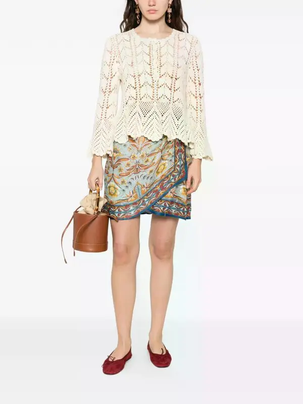 Farm Rio Mosaic Garden Mini Wrap Skirt