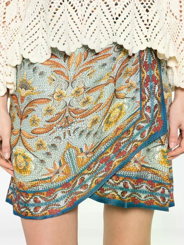 Farm Rio Mosaic Garden Mini Wrap Skirt