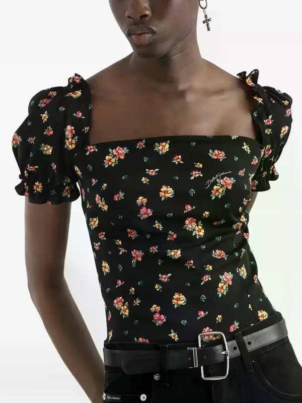Dolce & Gabbana Floral Puff-sleeve Blouse