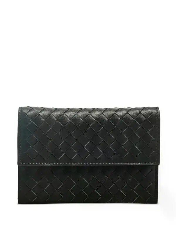 Bottega Veneta Intrecciato Trifold Wallet - Black
