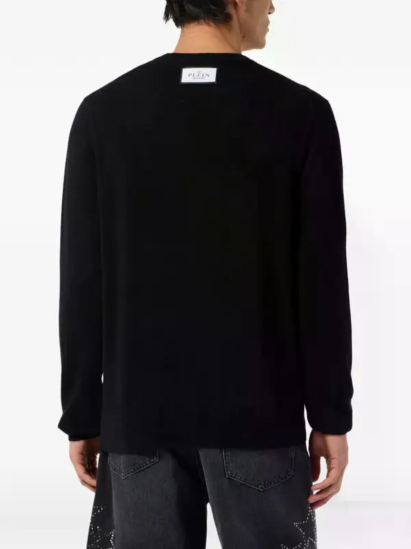 Philipp Plein Jacquard Hexagon Roundneck Knitwear - Black