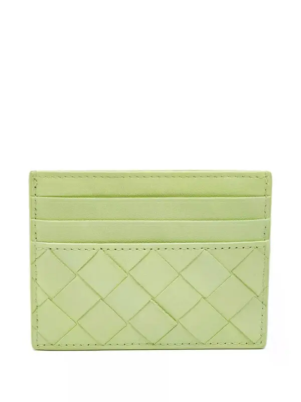 Bottega Veneta Leather Intrecciato Card Holder - Green