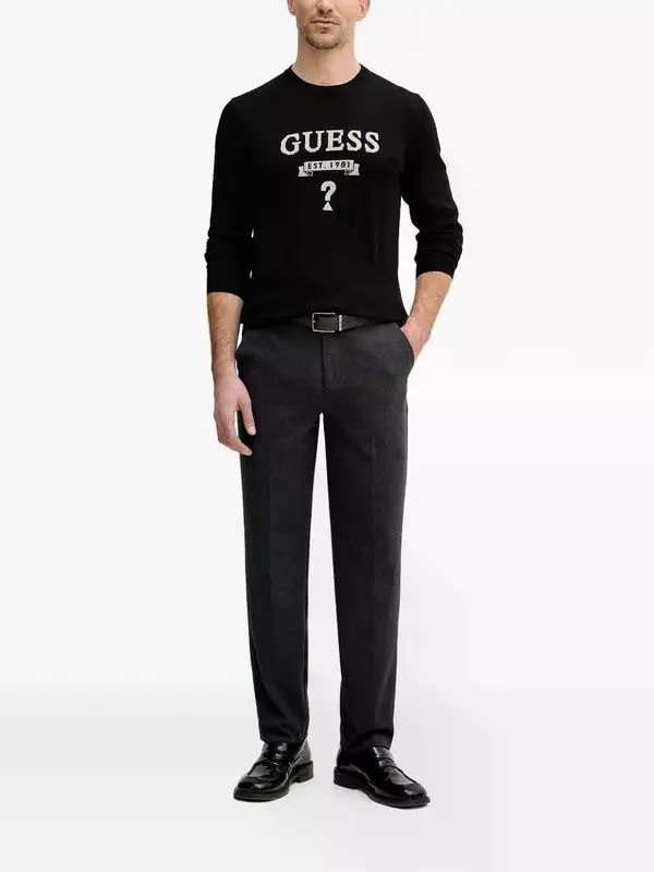 Guess Crew Neck Long-sleeve Sweater - Black