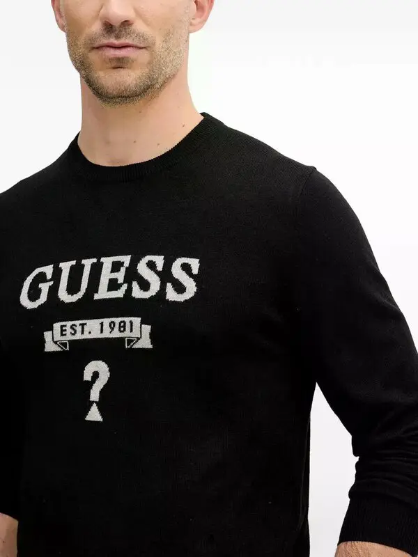 Guess Crew Neck Long-sleeve Sweater - Black