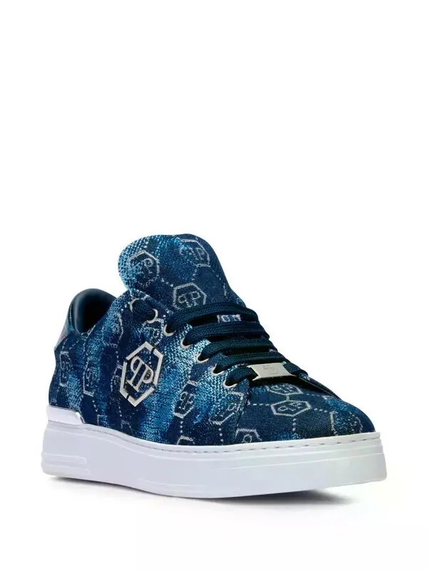 Philipp Plein Jacquard Monogram Denim Low-top Sneakers - Blue