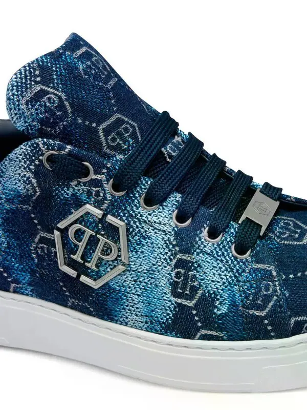 Philipp Plein Jacquard Monogram Denim Low-top Sneakers - Blue