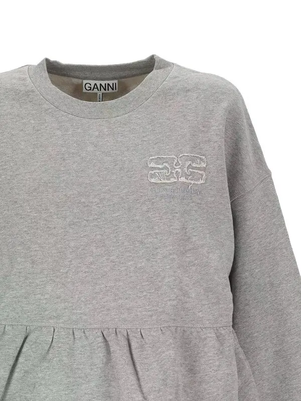 GANNI Crew-neck Ruffled Sweatshirt