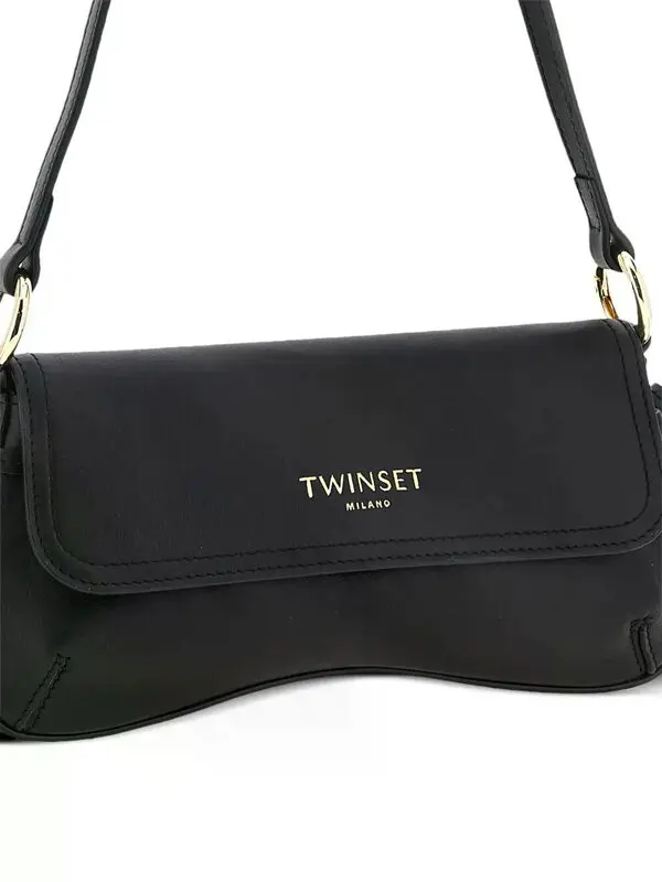 TWINSET Logo Knot Leather Shoulder Bag - Black
