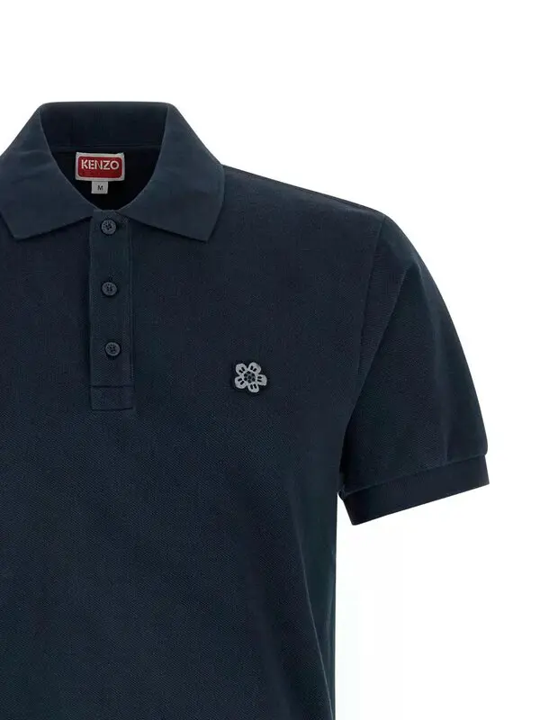 Kenzo Flower-patch Polo Shirt - Blue