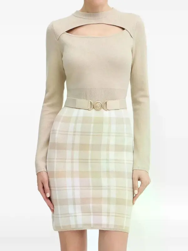 Guess Cutout Check Mini Dress