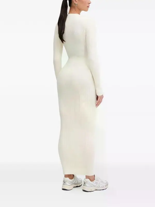Guess Long-sleeve Ribbed Knit Maxi Dress - White
